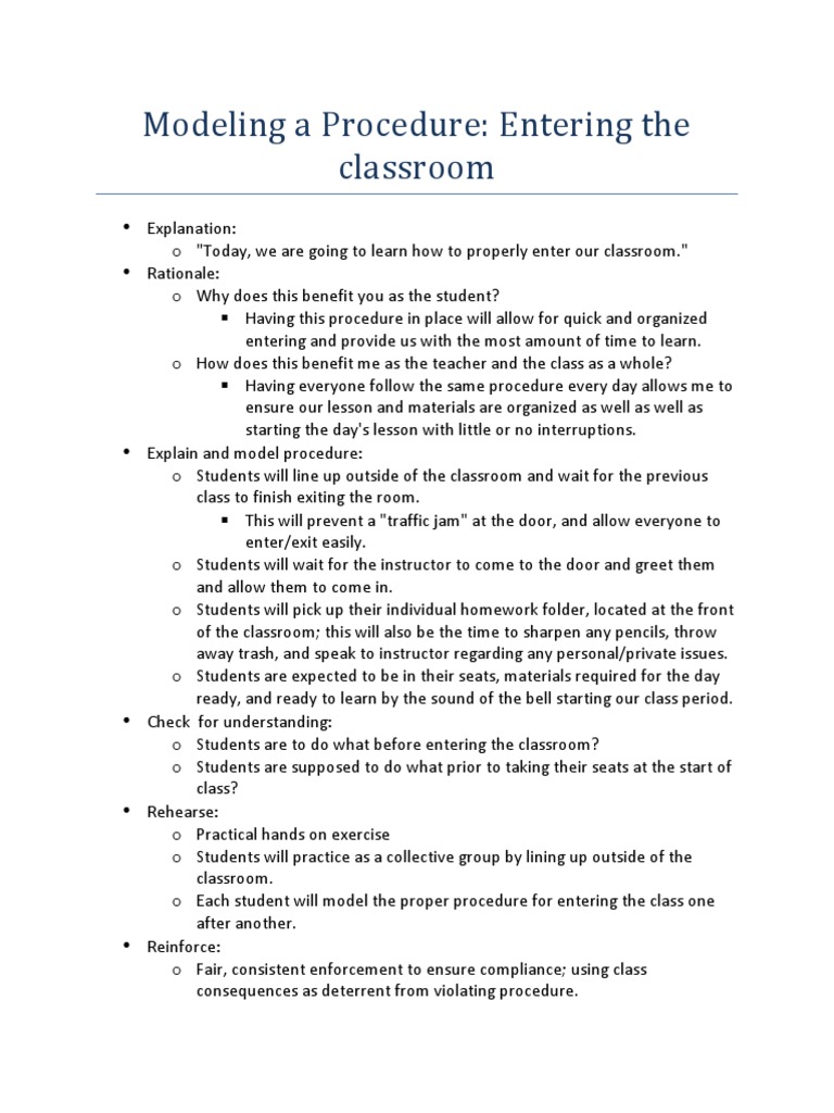 Classroom Entry Procedure Guide | PDF