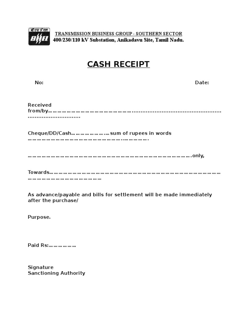 Cash Receipt Template - Anikadavu | PDF