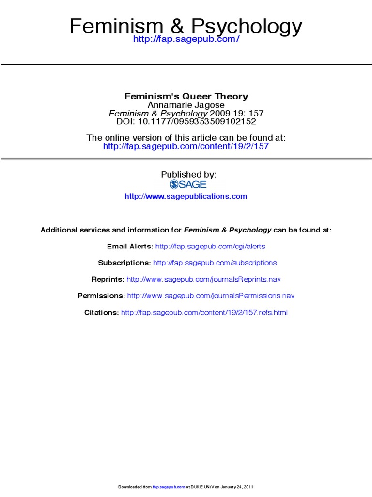 Feminism & Psychology: Feminism's Queer Theory | PDF | Queer Theory ...