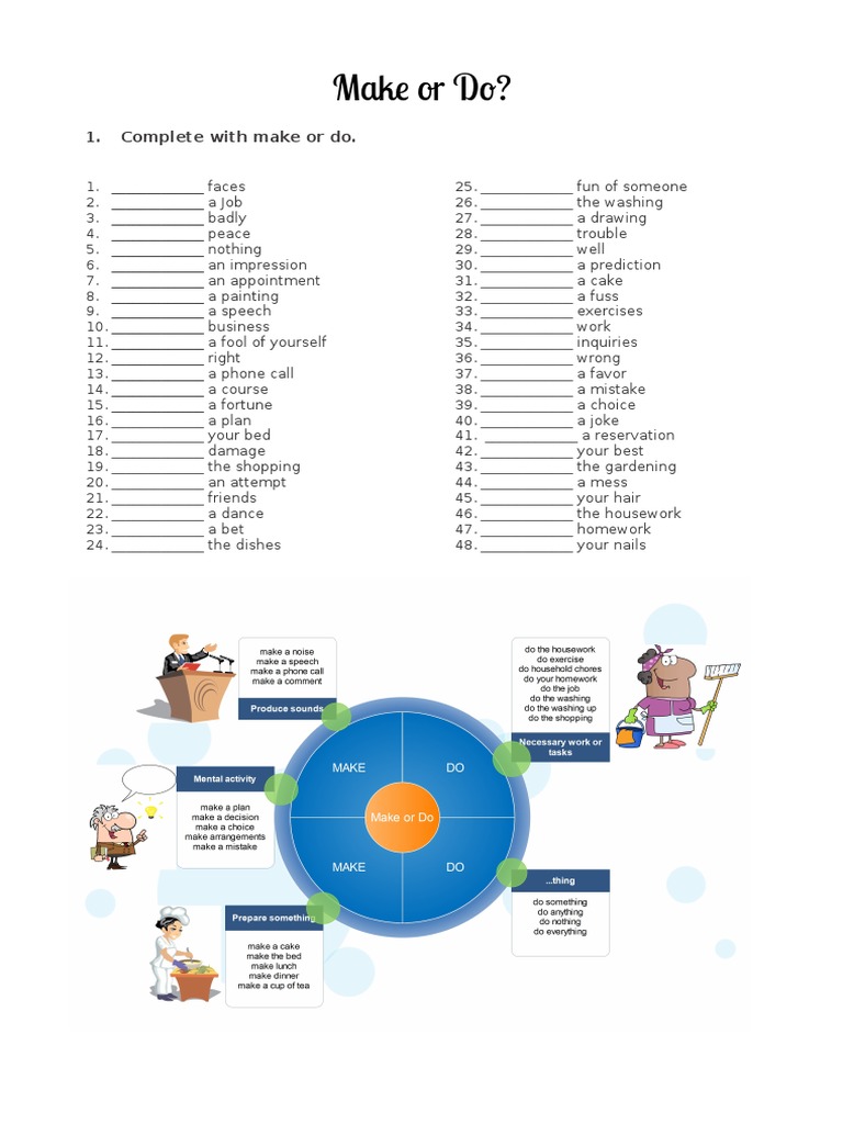Make vs. Do: Fill-in-the-Blank Exercises | PDF