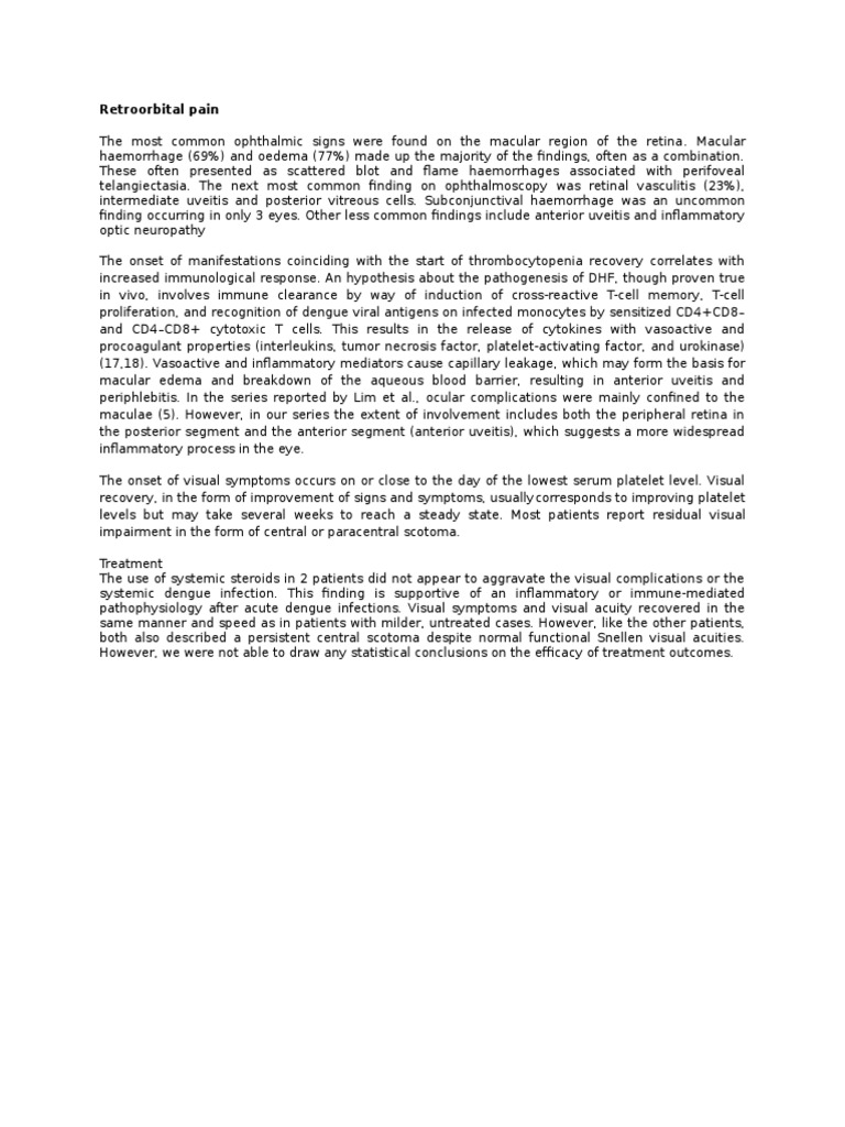 Retroorbital Pain | PDF | Inflammation | Human Eye