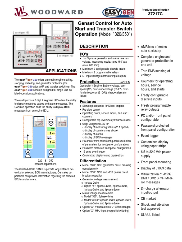 Woodward ATS Module Spec Easy Gen 350 | Download Free PDF | Relay ...