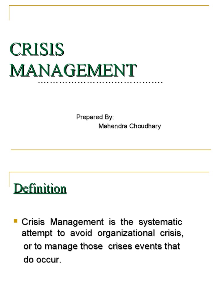 Crisis Management | PDF | Crisis Management | Emergency