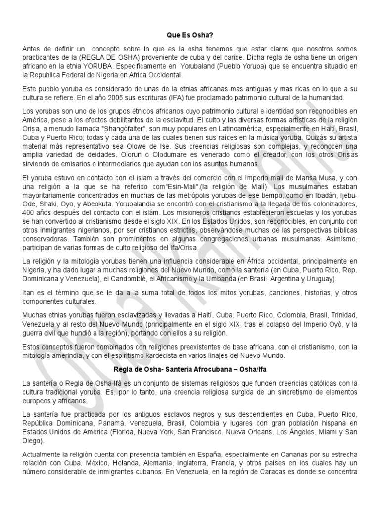 Guia 1 (Osha y Orishas) | PDF | Santeria