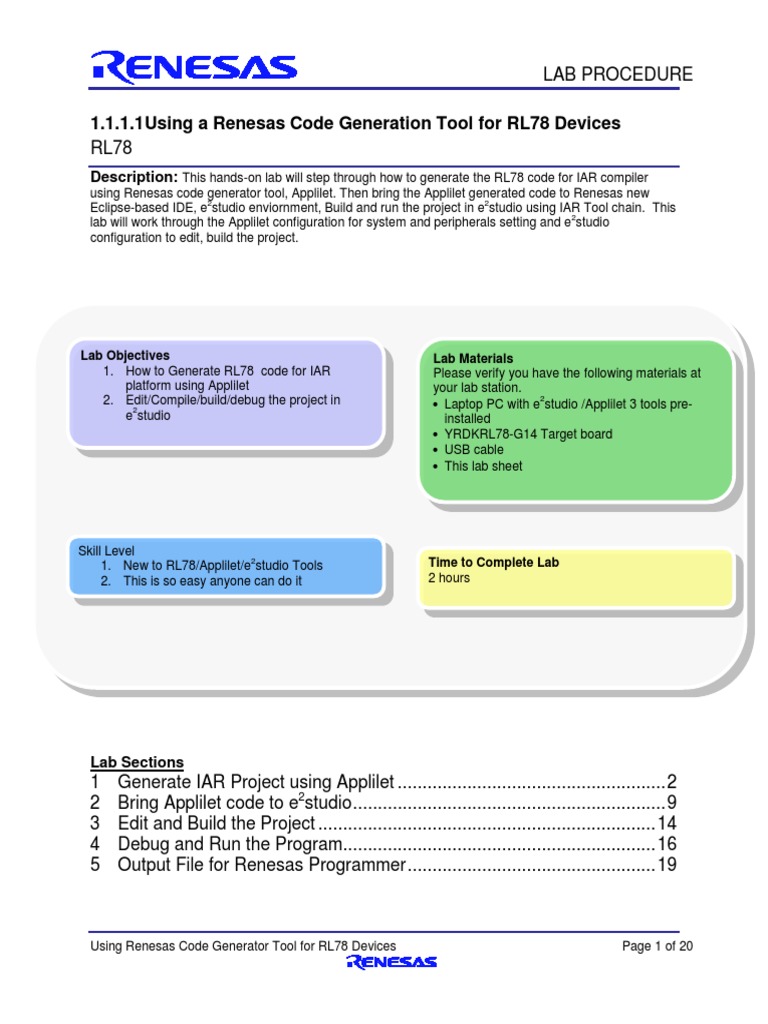 Using A Renesas Code Generation Tool For RL78 Devices - LabProcedures | PDF | Source Code ...