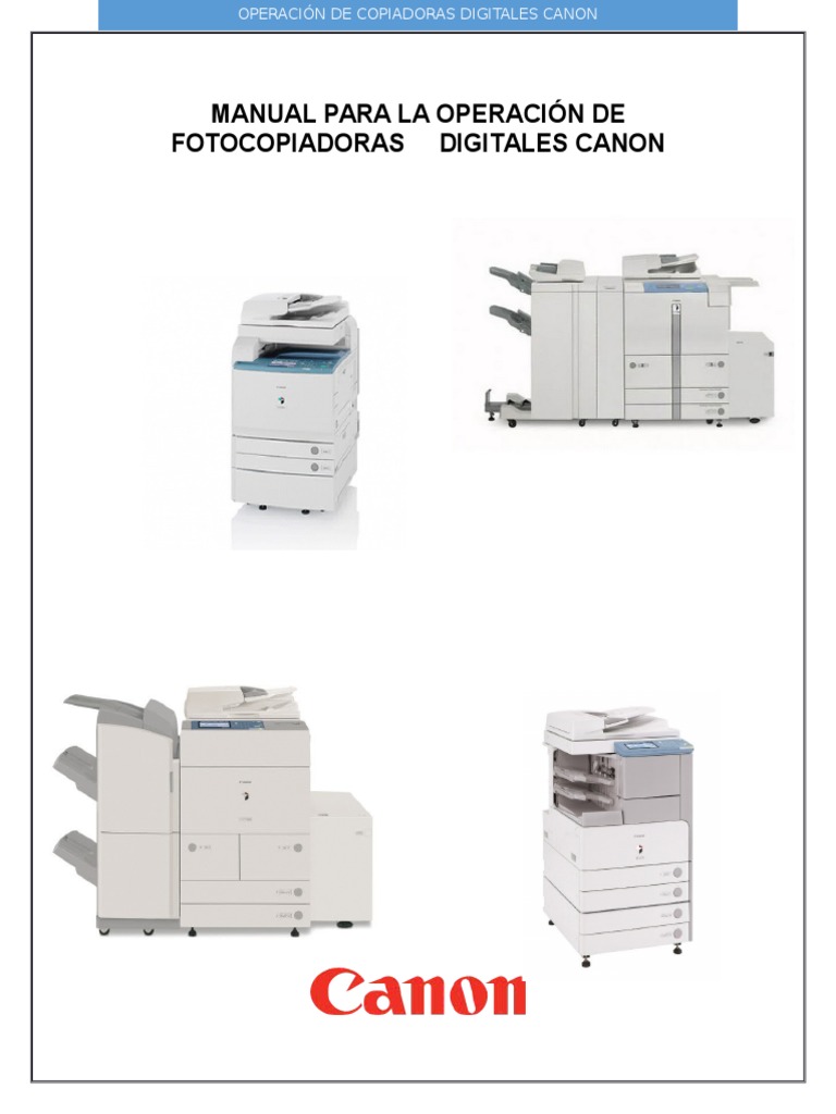 Manual para La Operación de Copiadoras Digitales Canon | PDF ...