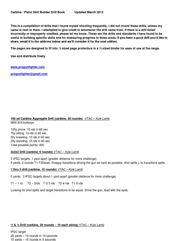 Pistol & Carbine Shooting Drill Book March | PDF | Firearms ...
