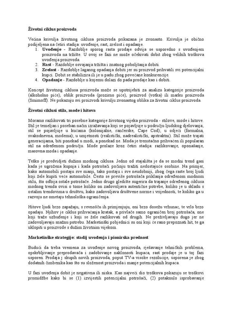 Zivotni Ciklus Proizvoda | PDF