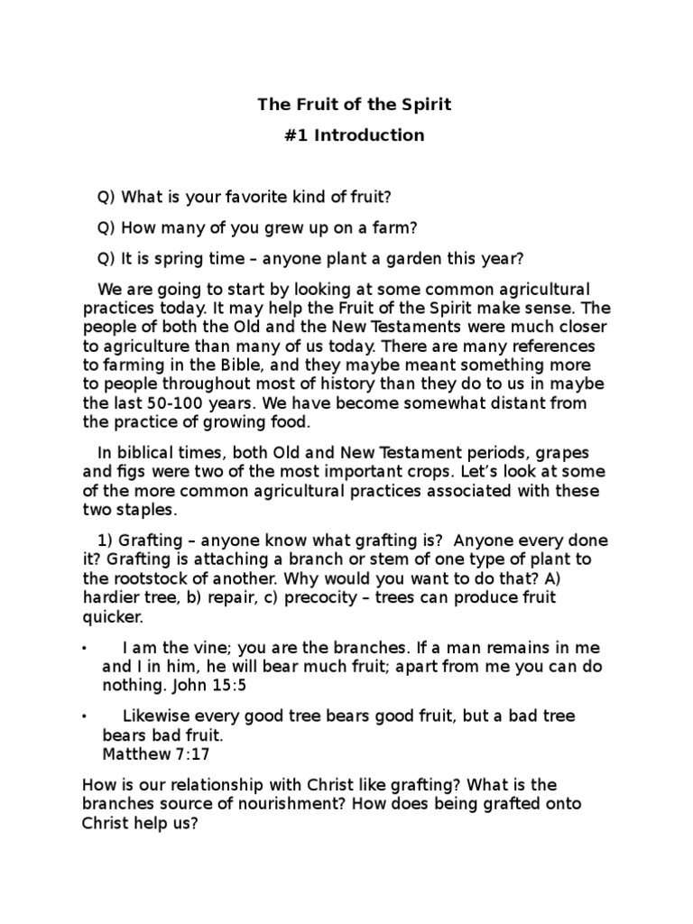 The Fruit of The Spirit #1 Introduction | PDF | Religious Belief And ...