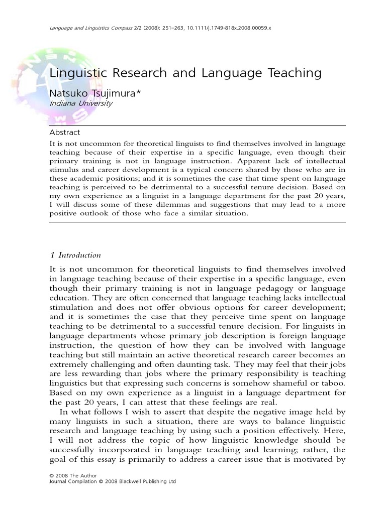 Linguistic Research and Language Teaching | PDF | Linguistics | Second ...
