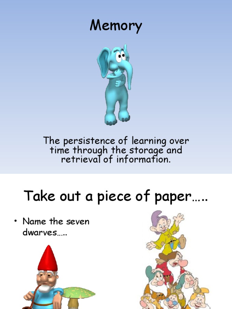 Memory: The Persistence of Learning Over Time Through The Storage and ...