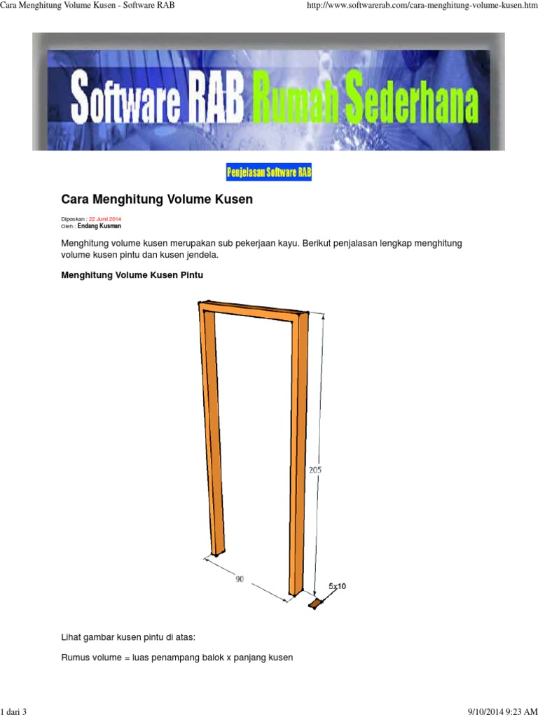 Cara Menghitung Volume Kusen - Software RAB | PDF