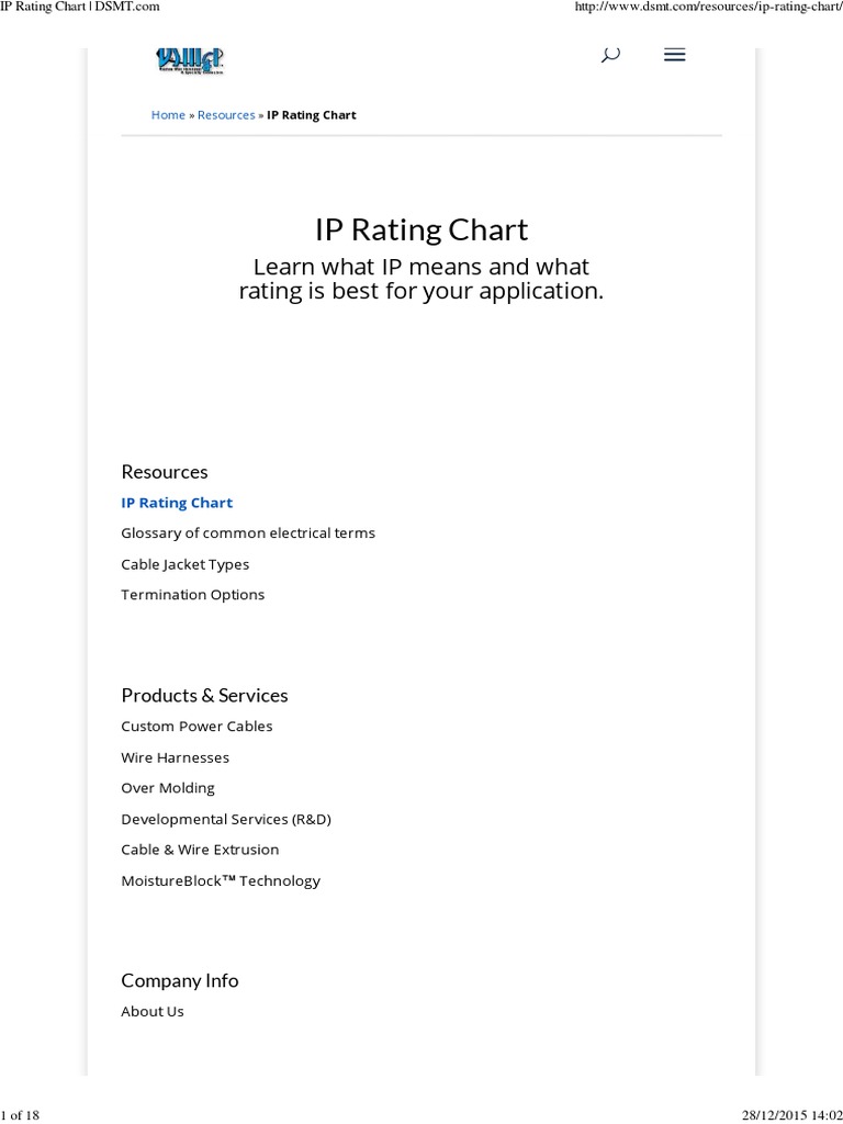 IP Rating Chart - DSMT | PDF | Engineering | Electrical Engineering