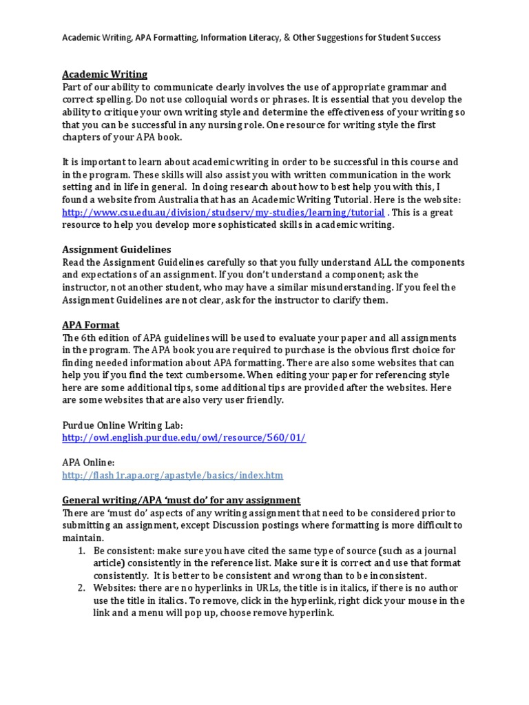 Writing, APA, Information Literacy, Organization, JLillibridge | PDF ...