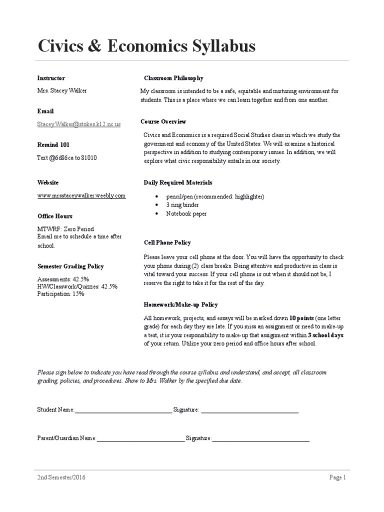 Civics & Economics Course Overview | PDF