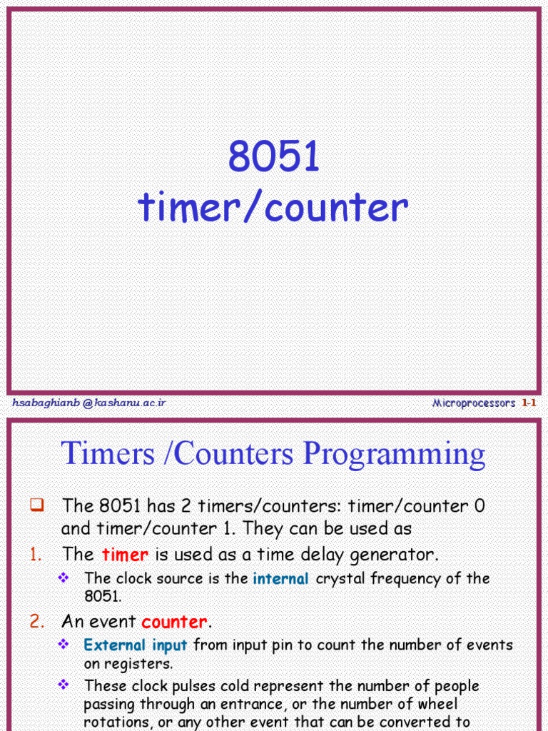 8051 Timer/counter: Hsabaghianb at Kashanu - Ac.ir 1 | PDF ...