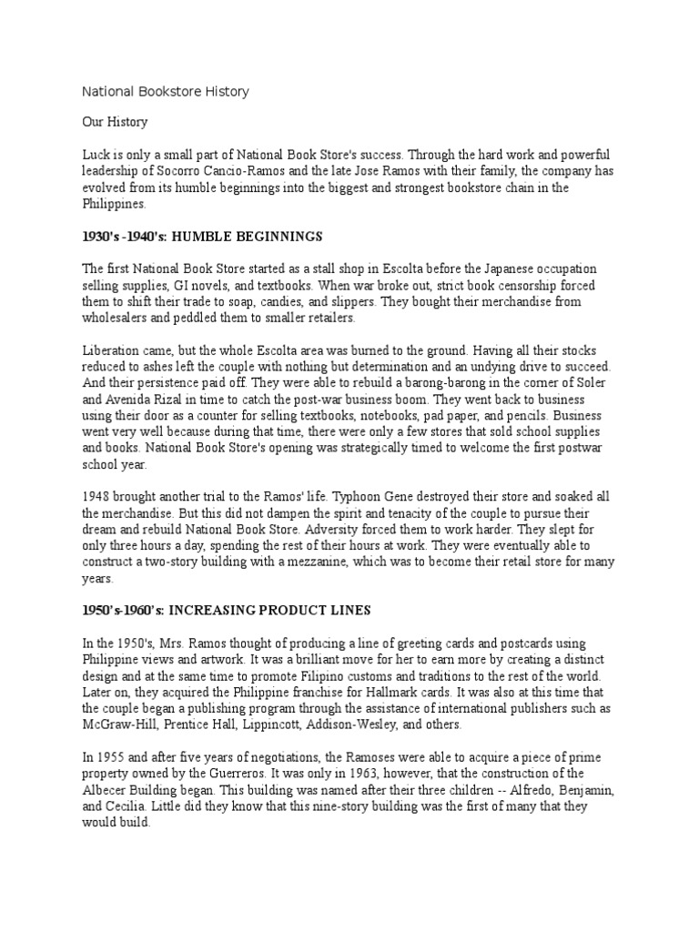 National Bookstore History | PDF | Shops | Retailers