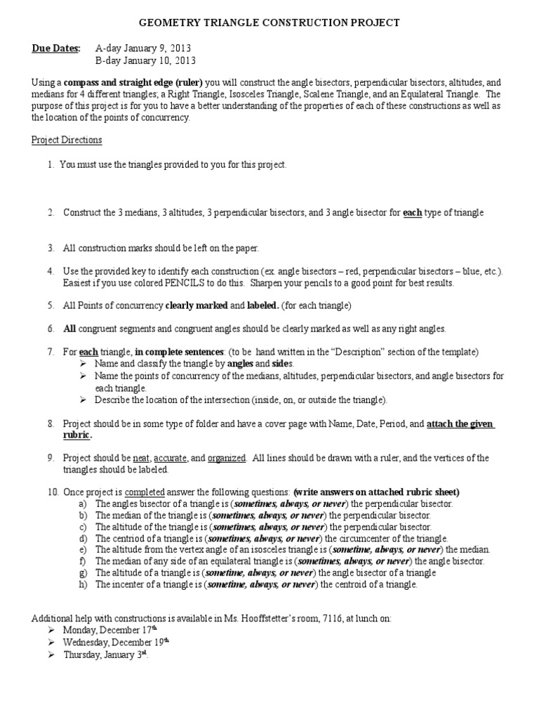 Geometry - Construction Rubric and Details | Download Free PDF ...