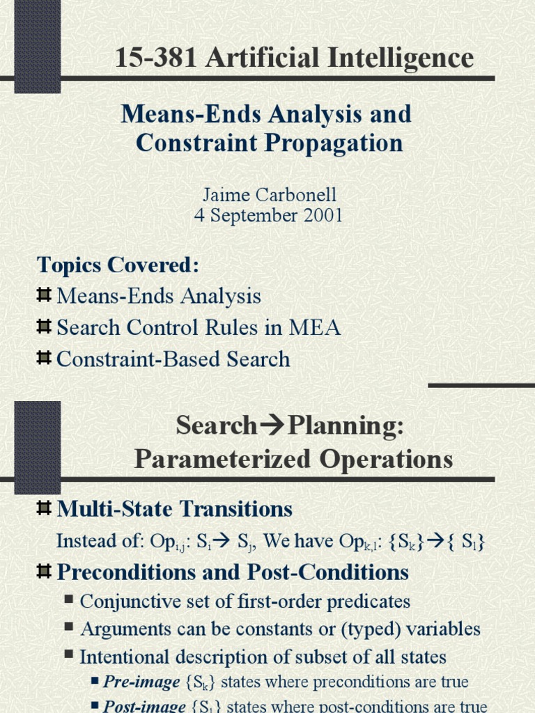 Means-Ends Analysis and Constraint Satisfaction | PDF | First Order ...