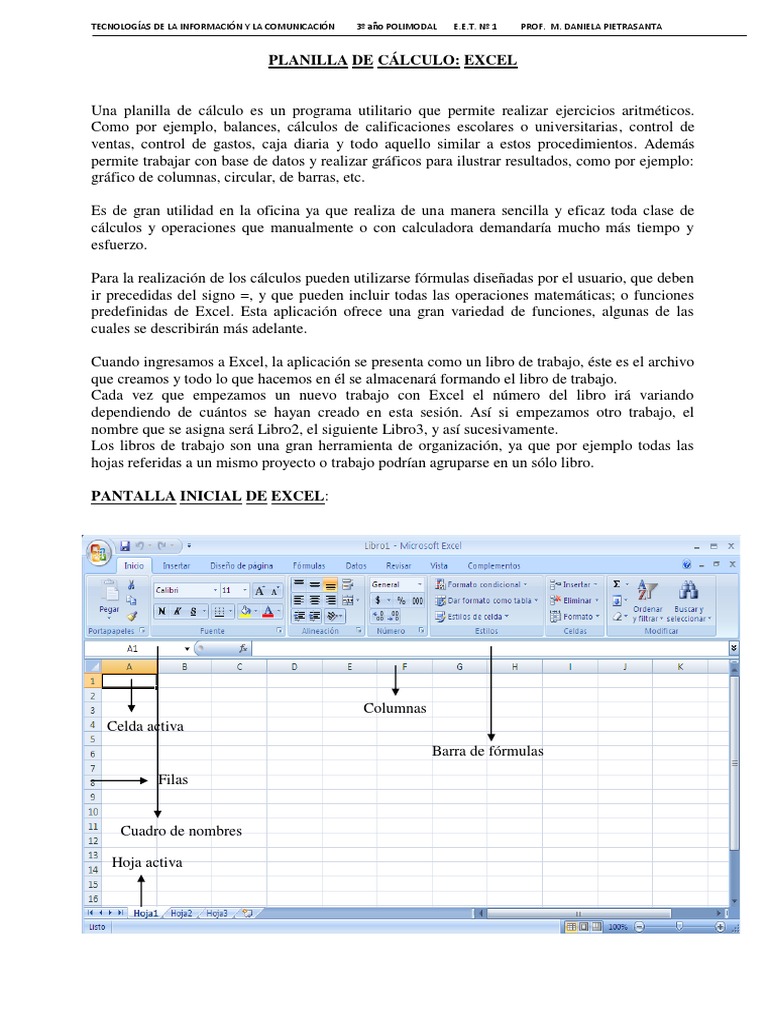 Teoría de Excel | PDF | Hoja de cálculo | Microsoft Excel