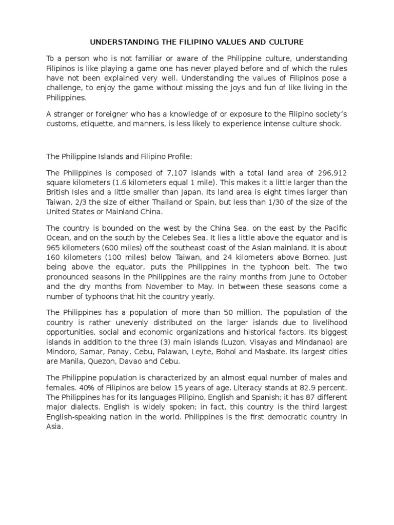 Understanding Filipino Values and Culture | PDF | Philippines | Value ...