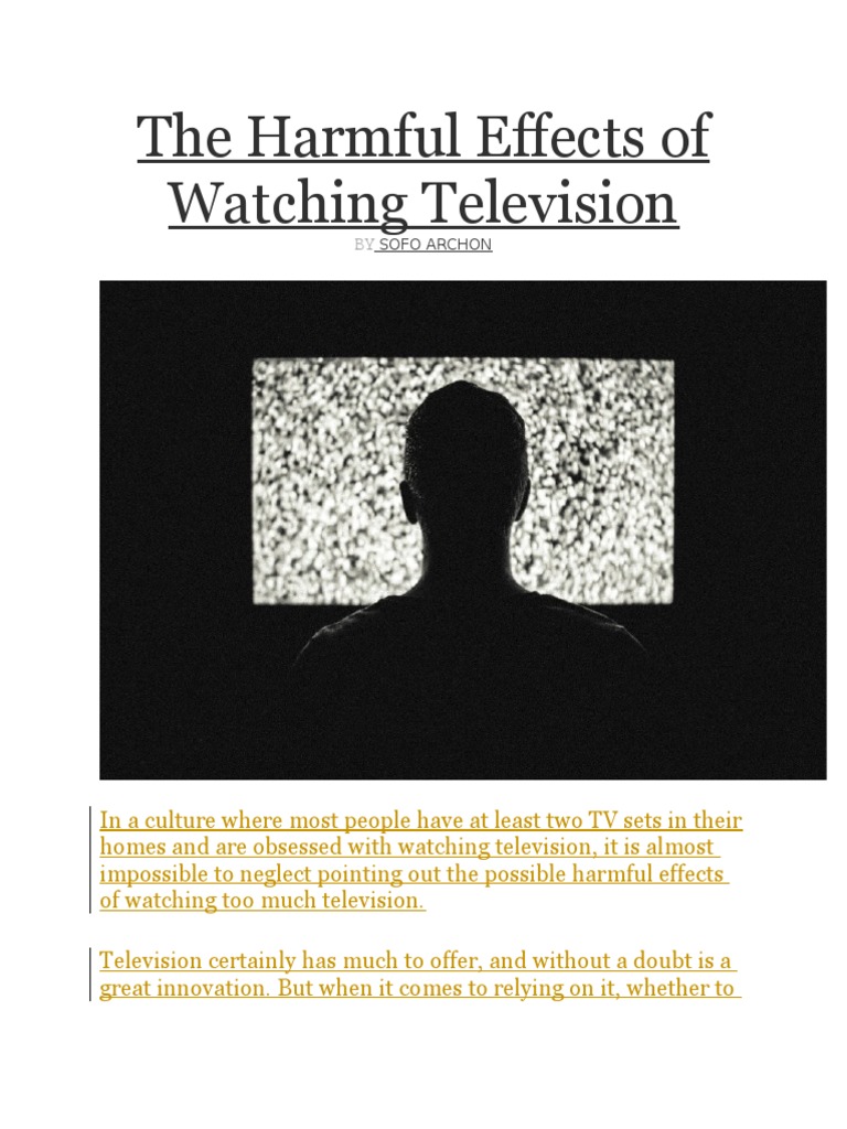 The Harmful Effects of Watching Television | PDF | Adolescence | Obesity