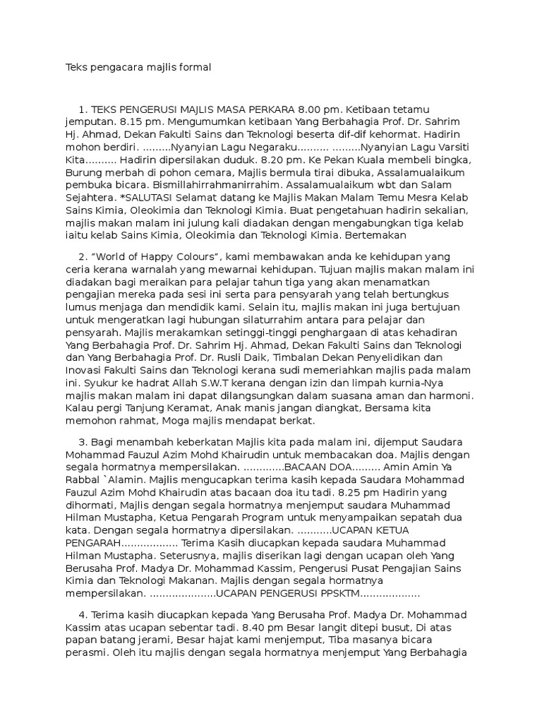 Teks Pengacara Majlis Formal | PDF