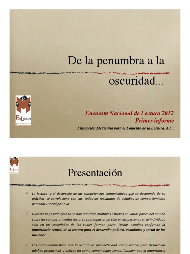 Encuesta Nacional de Lectura en México Fundacion Mexicana para El ...