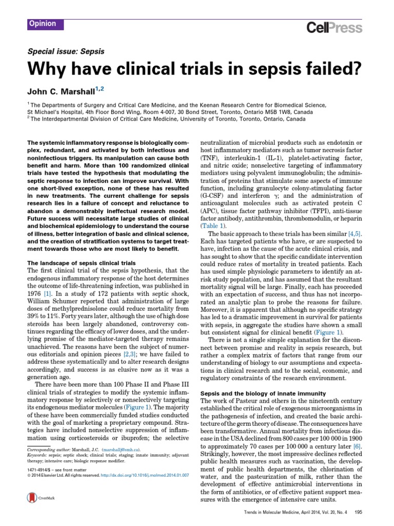 Why Have Clinical Trials in Sepsis Failed | PDF | Sepsis | Clinical Trial
