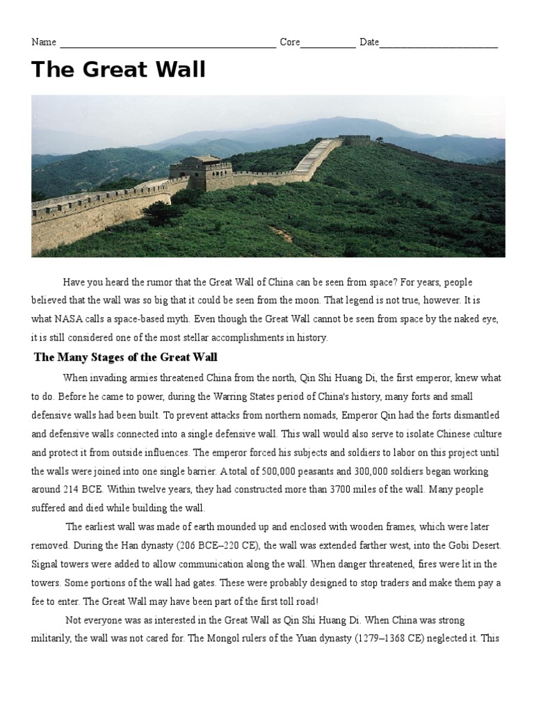 History and Significance of the Great Wall | PDF | China | World Politics