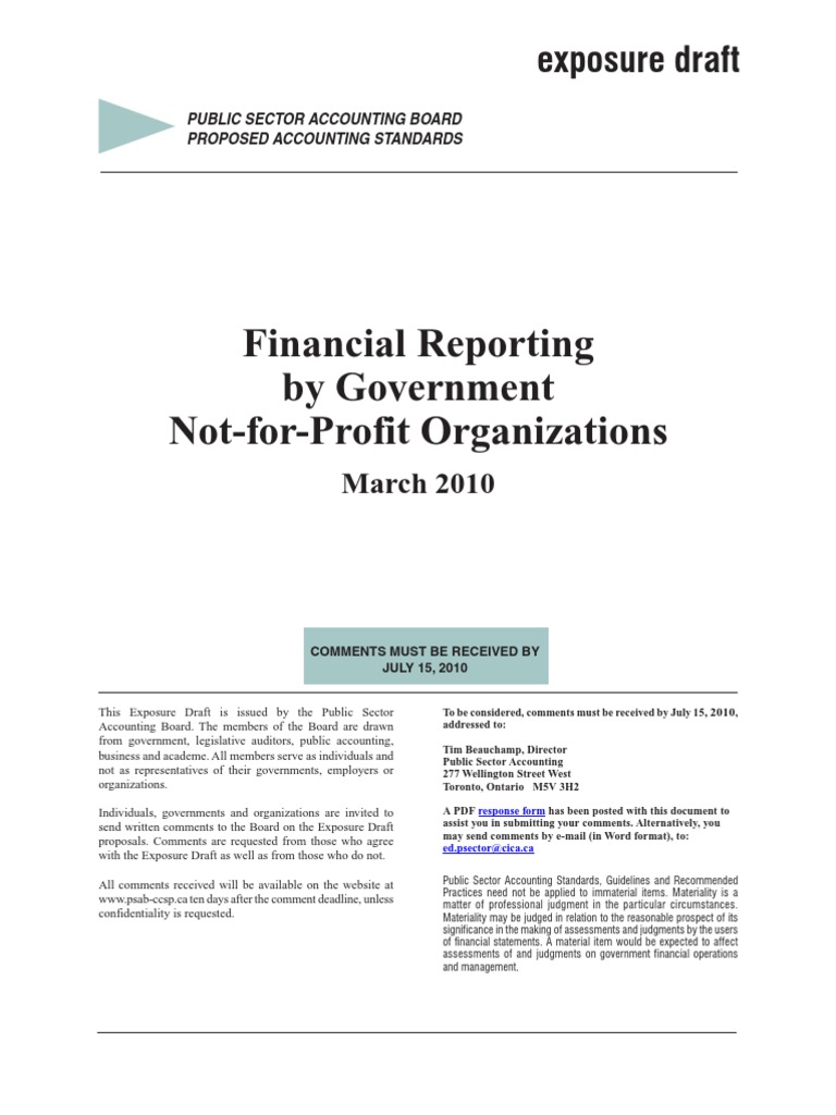 Financial Reporting by Government NFP Organisations | PDF ...