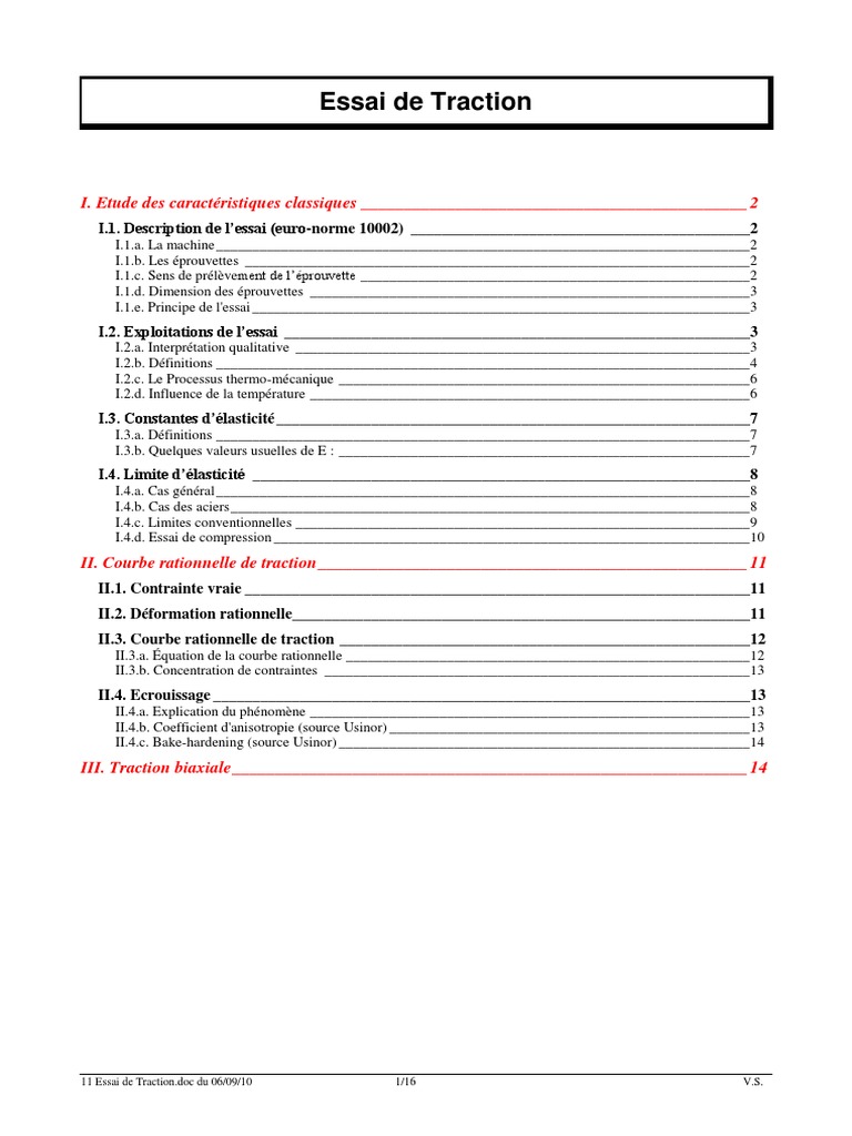 Essai de Traction : Normes et Analyse | PDF | Élasticité (Physique ...