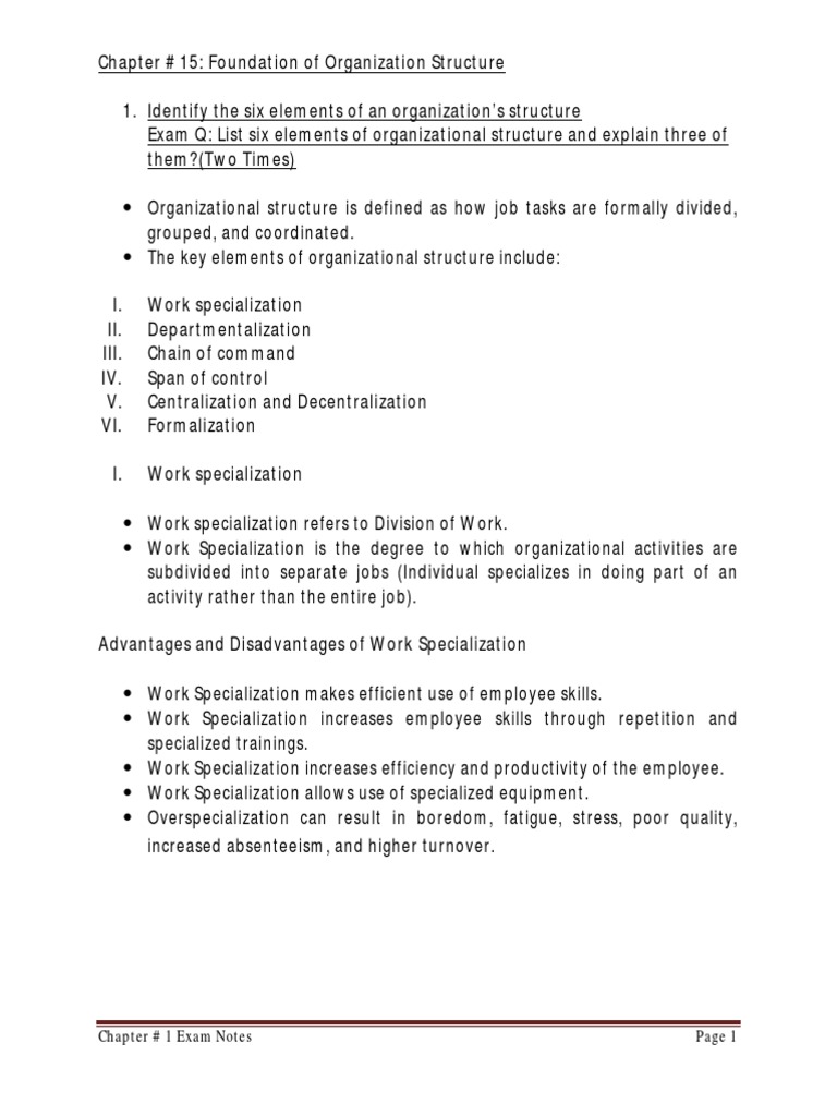 Six Elements of Organizational Structure | PDF | Organizational ...