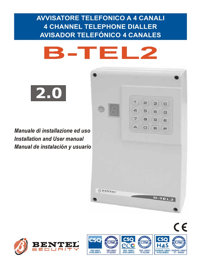 B-TEL2 Manuale di Installazione | PDF | Computer Keyboard | Relay