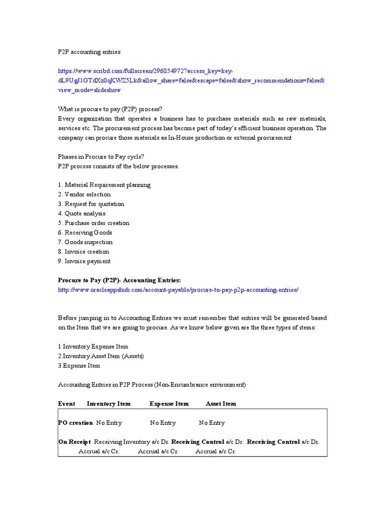 P2P Acc. Entries With & Without Encumbrance | PDF | Accrual | Corporate ...
