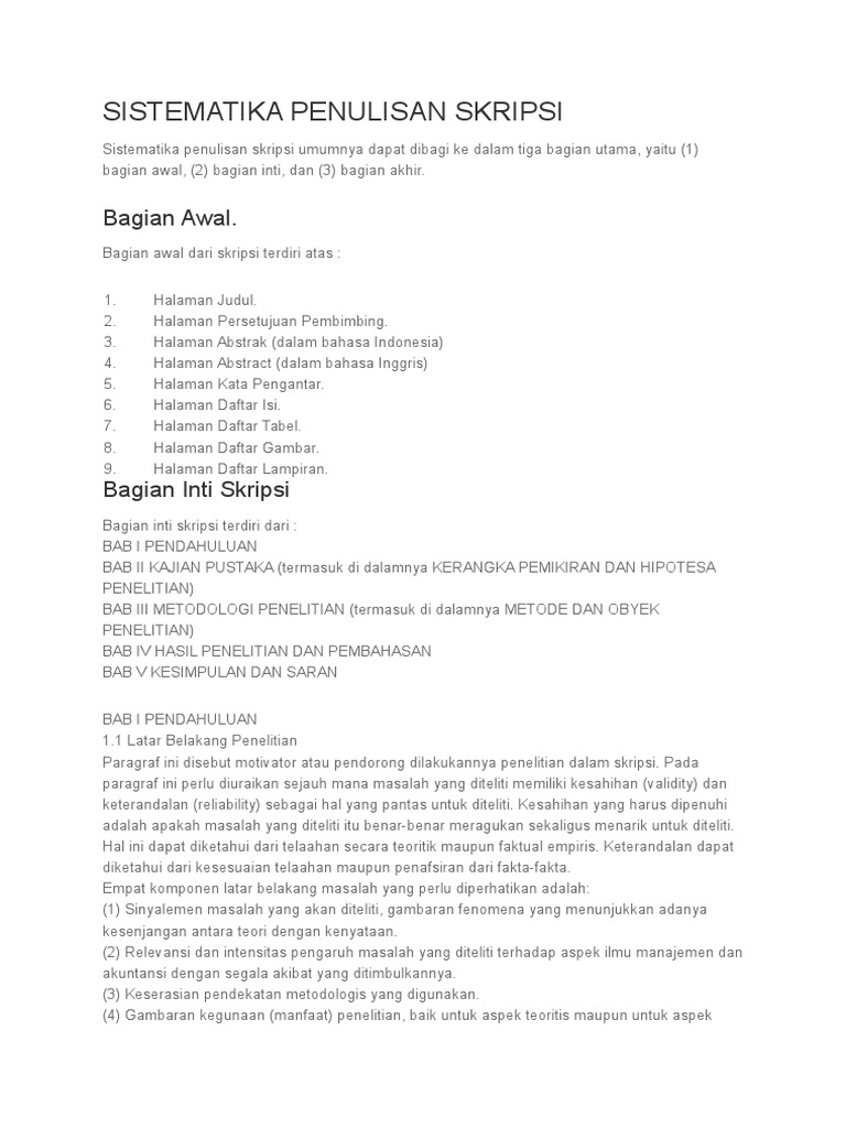Sistematika Penulisan Skripsi | PDF