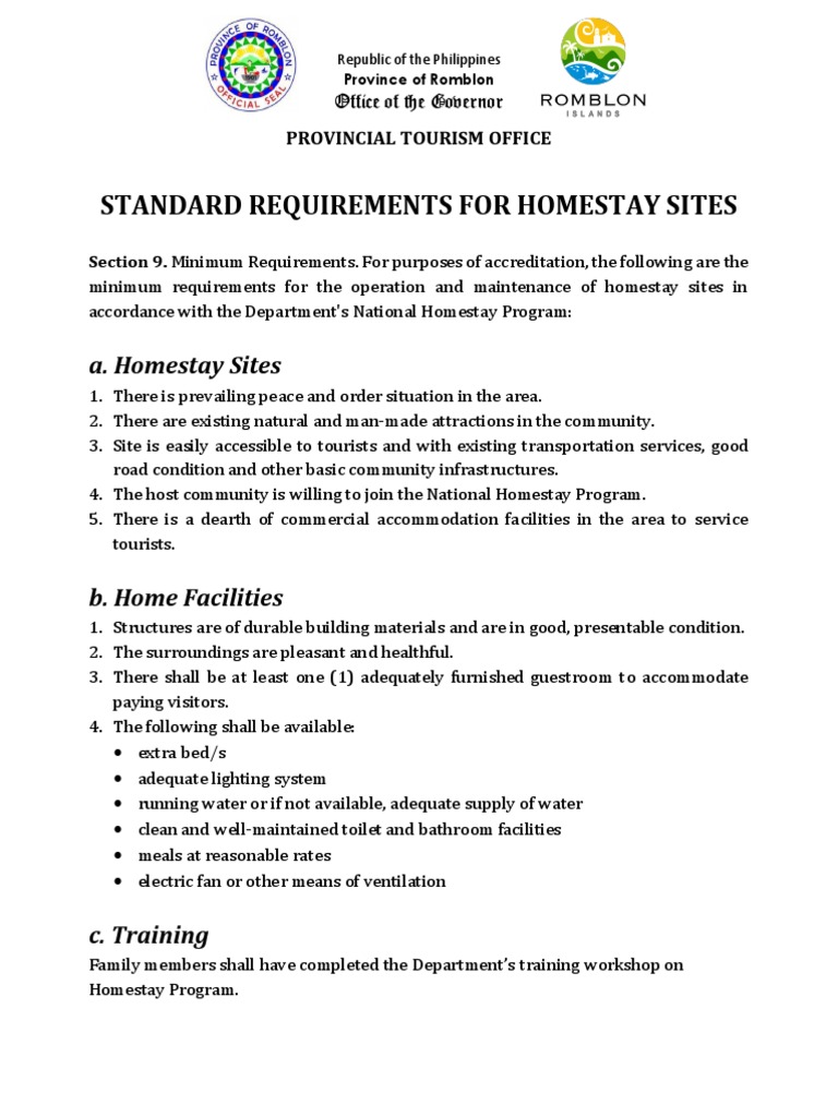 Homestay Requirements For Accreditation | PDF | Economic Sectors ...