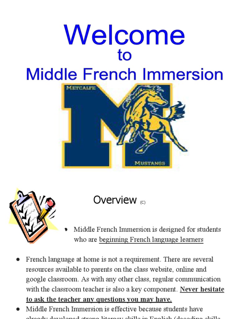 Middle French Immersion Program Overview | PDF | Reading Comprehension ...