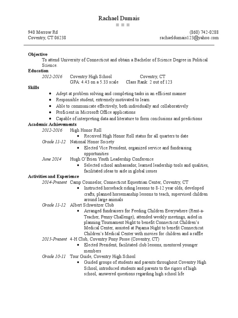 Uconn Resume | PDF