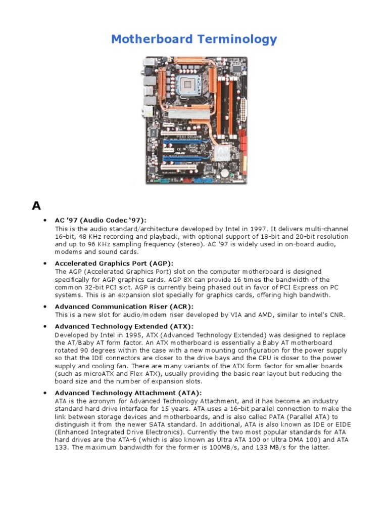 Essential Motherboard Terminology Guide | PDF | Dynamic Random Access ...