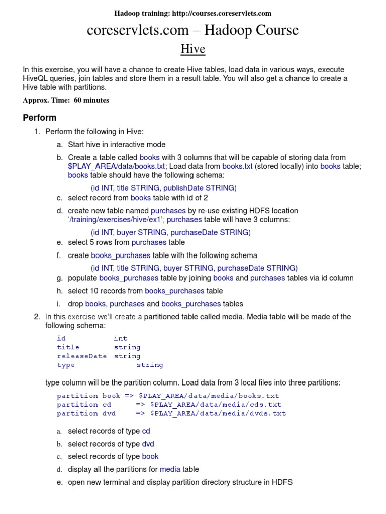 07 Hive 01 Exercises | PDF | Computing | Information Retrieval