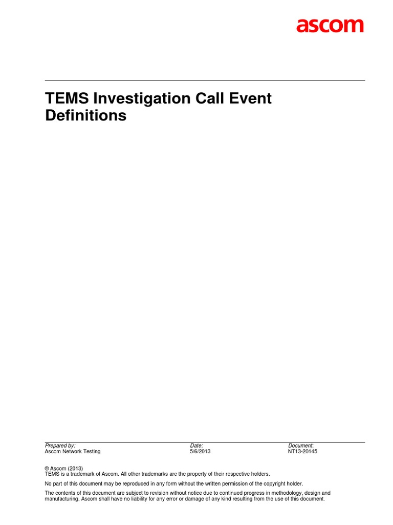 TEMS Investigation Call Event Definitions | PDF | Computing | Entertainment (General)