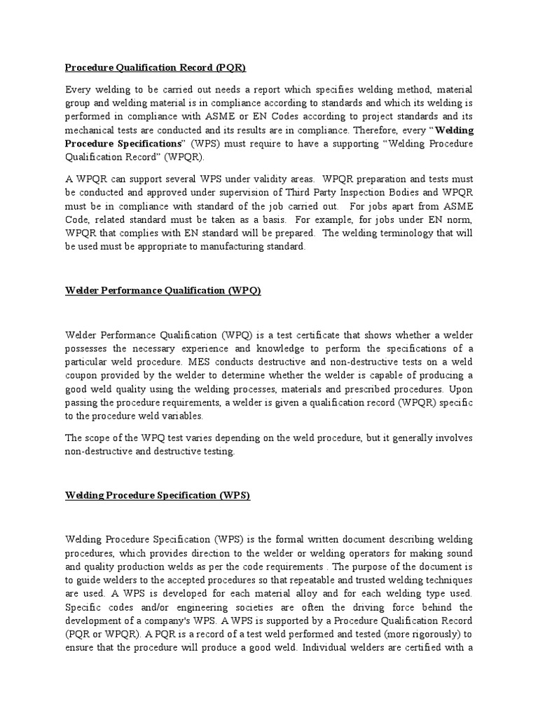 Procedure Qualification Record (PQR) | PDF | Engineering | Science