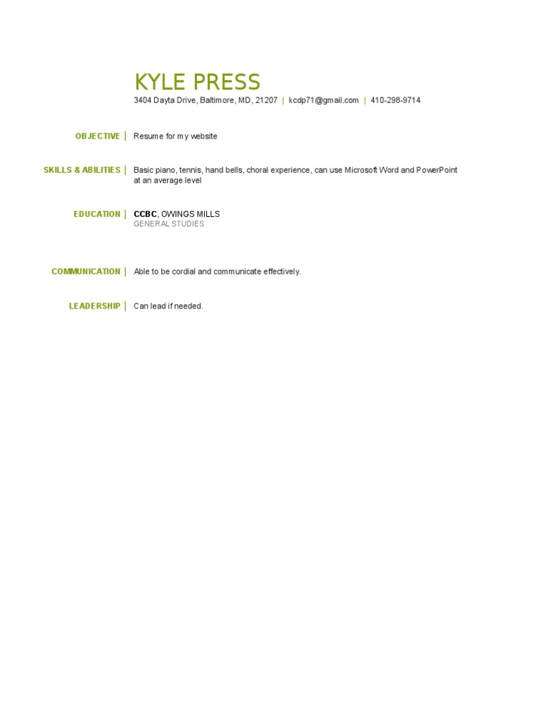 Kyle Press Resume Overview | PDF