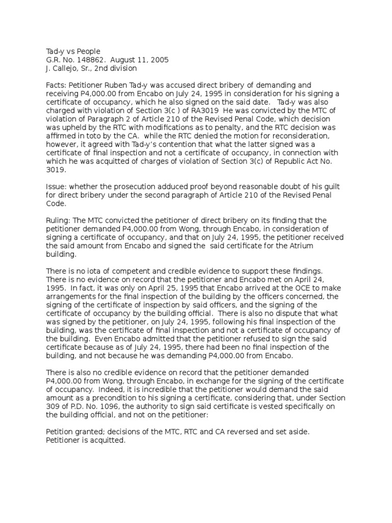 Tad y Vs People | PDF | Legal Procedure | Social Institutions