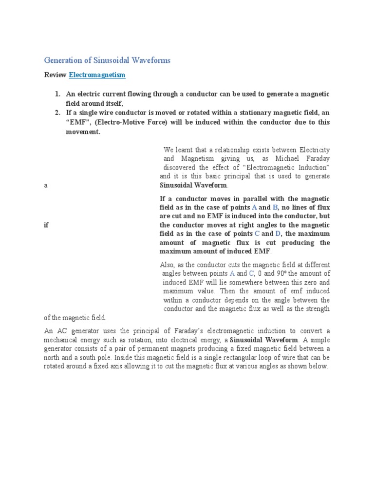 Generation of Sinusoidal Waveforms | PDF | Magnetic Field ...