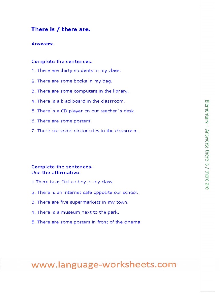 Answer Key (There Is-There Are) | PDF | Bedroom | Classroom