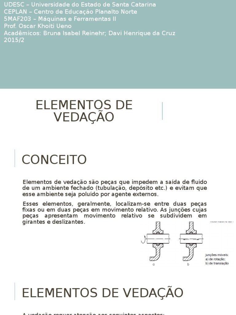 Elementos de Vedação: Tipos e Funções | PDF