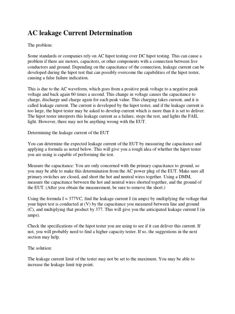 Leakage Current Formula PDF | PDF | Capacitor | Alternating Current