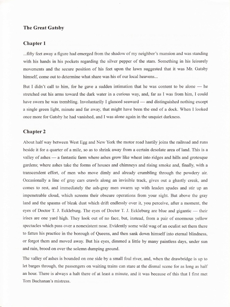 The Great Gatsby Extract 1